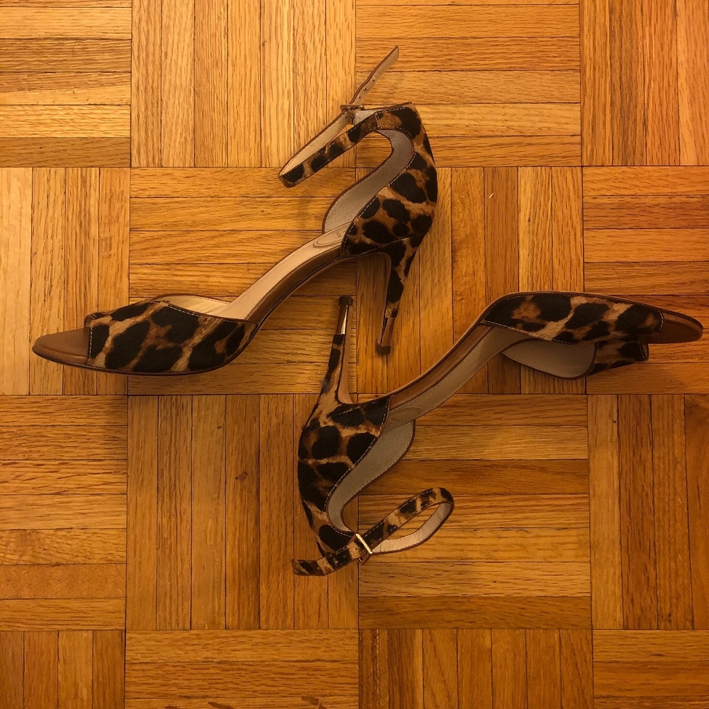 Vince Camuto Leopard Print Open Toed Heels - Gem
